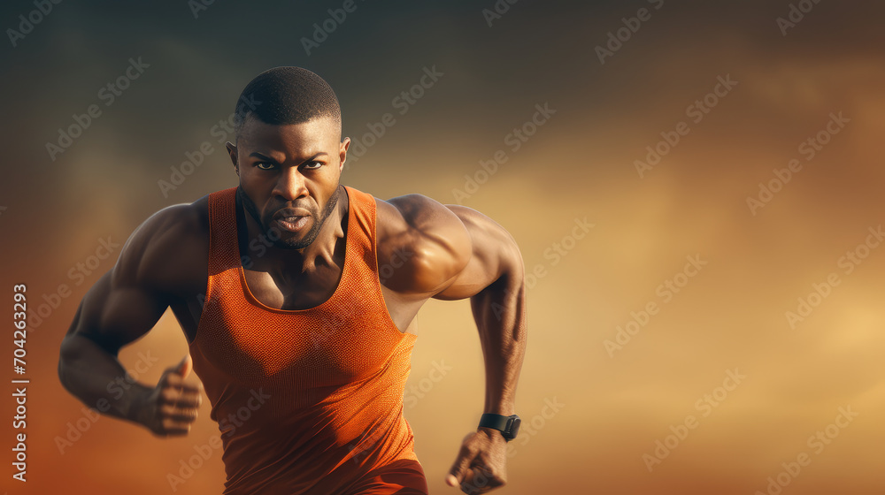 The power of physical fitness, highlights an athlete in full sprint ...