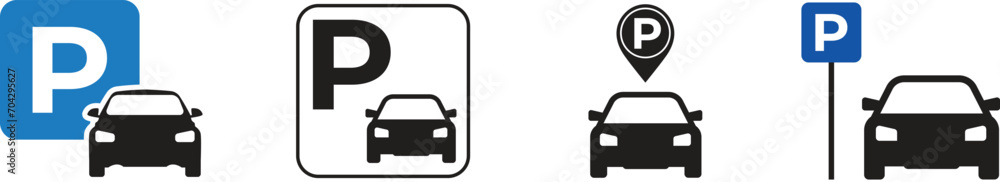 Car parking icon. Car parking sign. Parking icon set. Parking and ...
