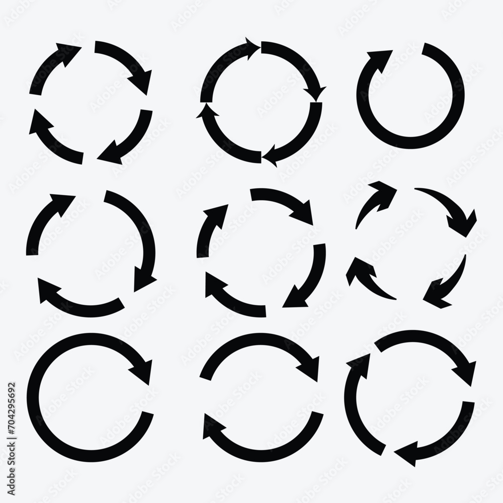 Vecteur Stock Black arrows in circular motion. Arrow combinations ... Vecteur Stock Black arrows in circular motion. Arrow combinations ...