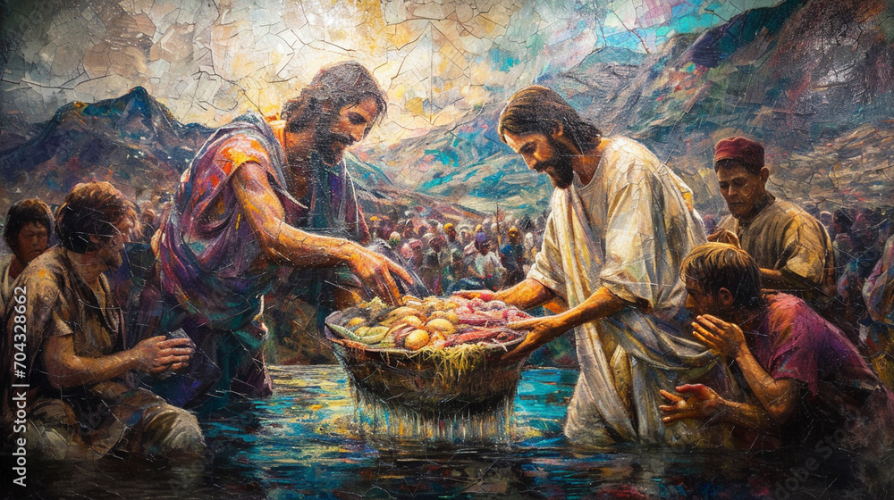 Miraculous Feeding of the 5,000: A visual representation of Jesus ...