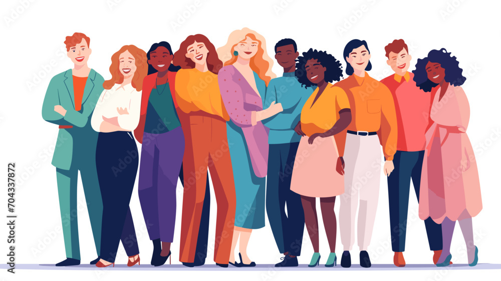 Group of abstract diverse people. Friends or coworkers are standing ...