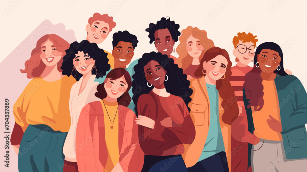 Group of abstract diverse people. Friends or coworkers are standing ...