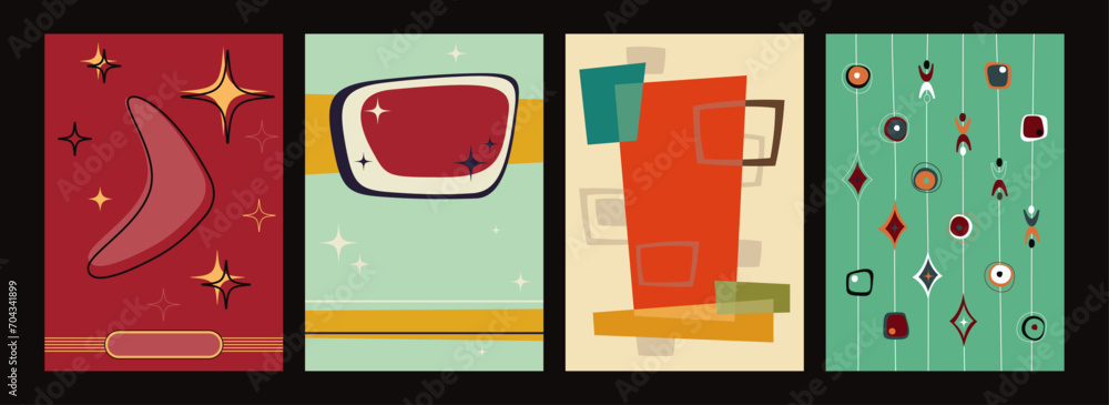 Vetor de Mid Century Modern Style Backgrounds, 1950s Style Party, Event ...