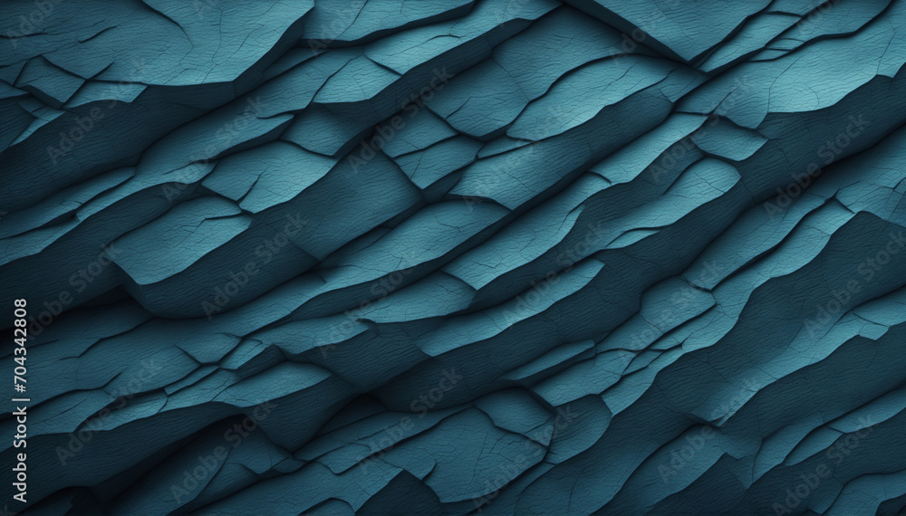 Dark blue rock texture. Toned rough mountain surface with cracks. Close ...