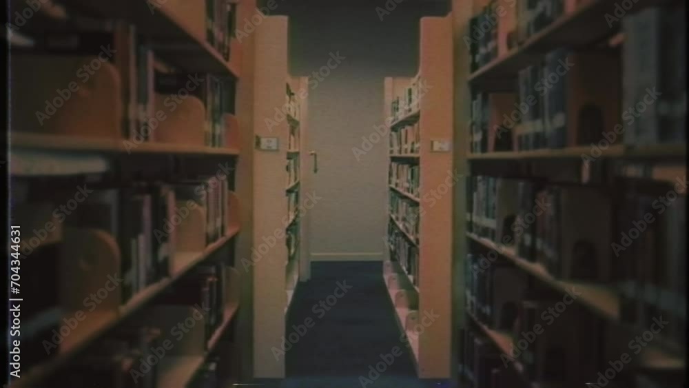 Archives Corridor of Files Zooming Through Bookshelves Tracking Shot ...