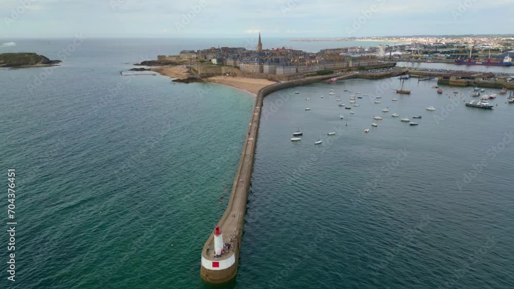 Saint Malo, France. Brittany national Fort Harbor, Old Town And Sea Bay ...