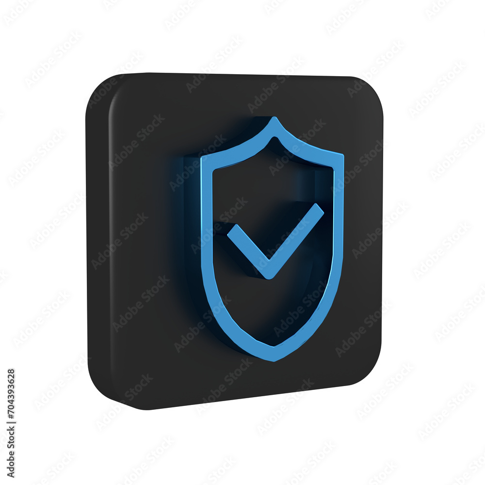 Blue Shield with check mark icon isolated on transparent background ...