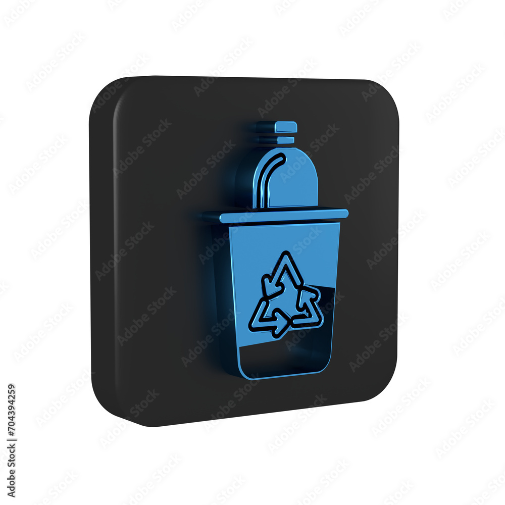 Blue Recycle bin with recycle symbol icon isolated on transparent ...