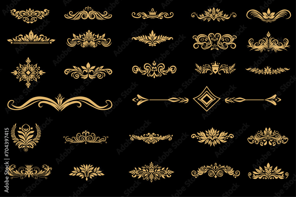 Art deco vector elements dividers or headers. Decorative line borders ...