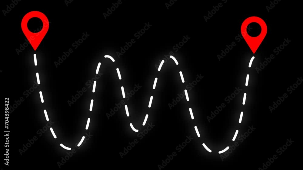 Animation of GPS icons map. On a transparent background. Flying from ...