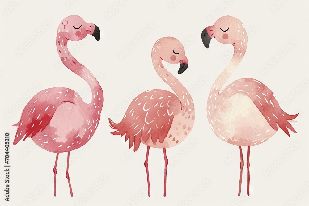 Very childish cute kawaii flamingo clipart vector, organic forms with ...