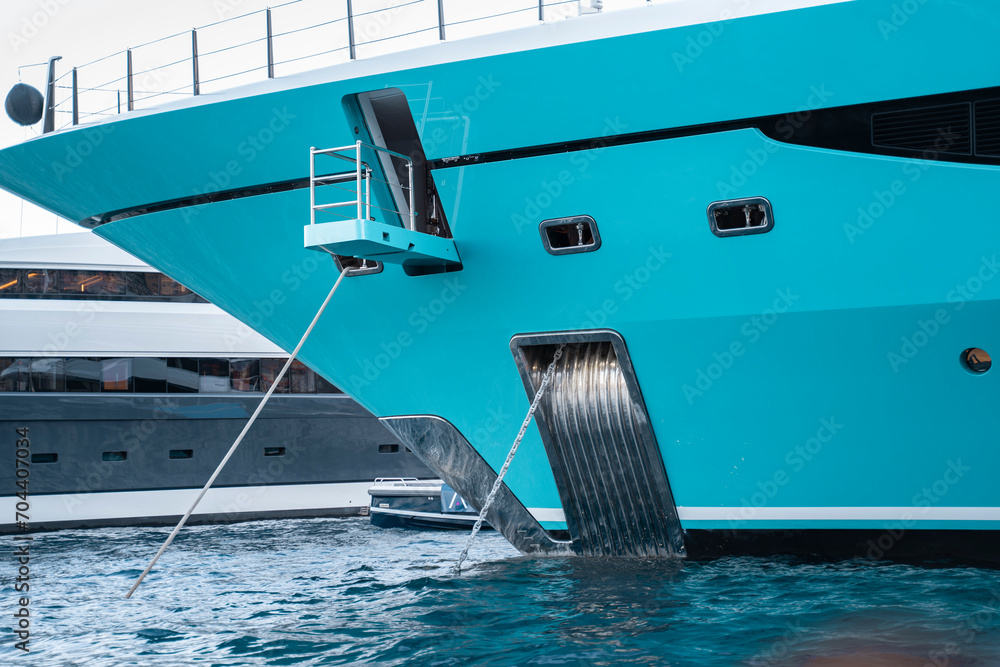 Super yacht side hinged balcony vertically located hatch bulwark sun ...