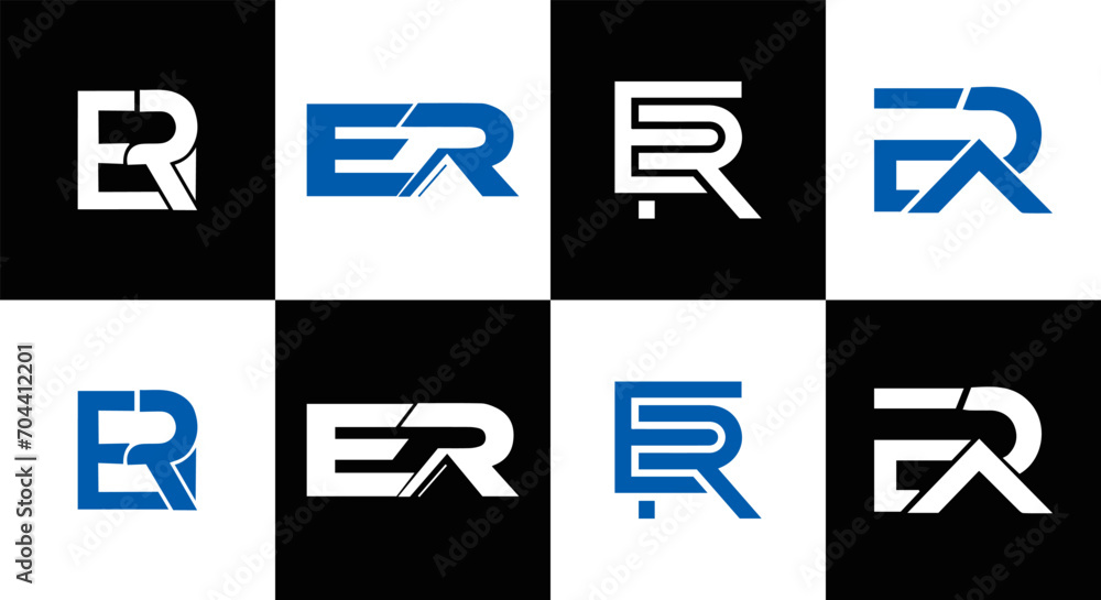 ER logo. E R design. White ER letter. ER, E R letter logo design ...