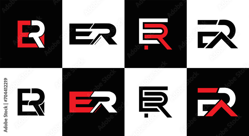 ER logo. E R design. White ER letter. ER, E R letter logo design ...