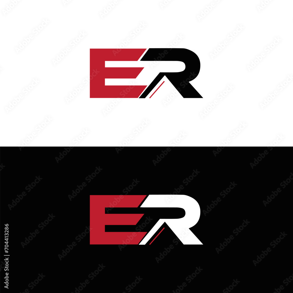 ER logo. E R design. White ER letter. ER, E R letter logo design ...