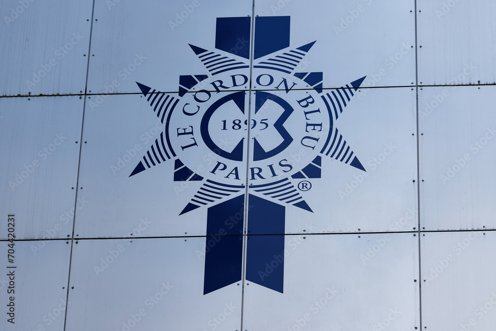 The logo of Le Cordon Bleu culinary school. Founded in Paris in 1895 ...