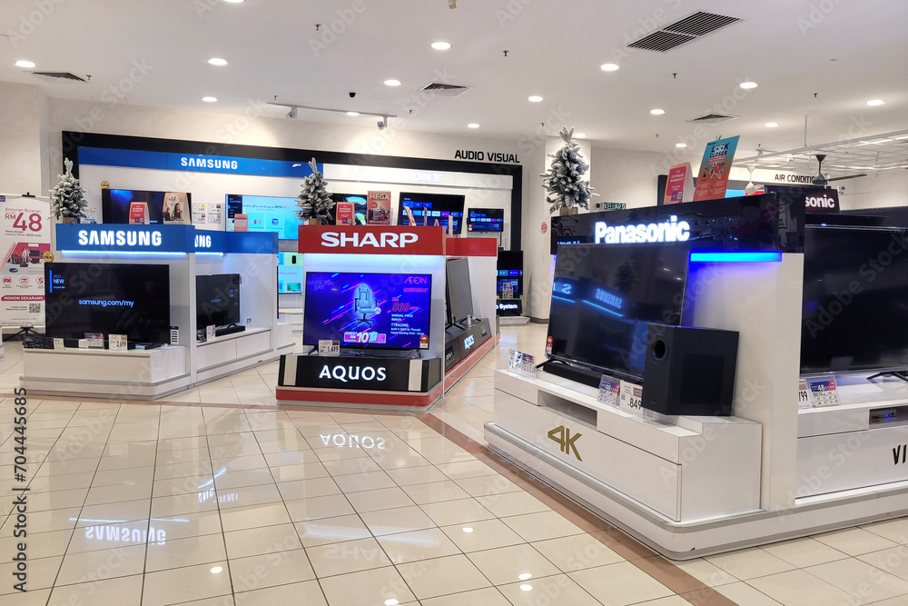 PENANG, MALAYSIA - 11 DEC 2023: Interior view of electronic department ...