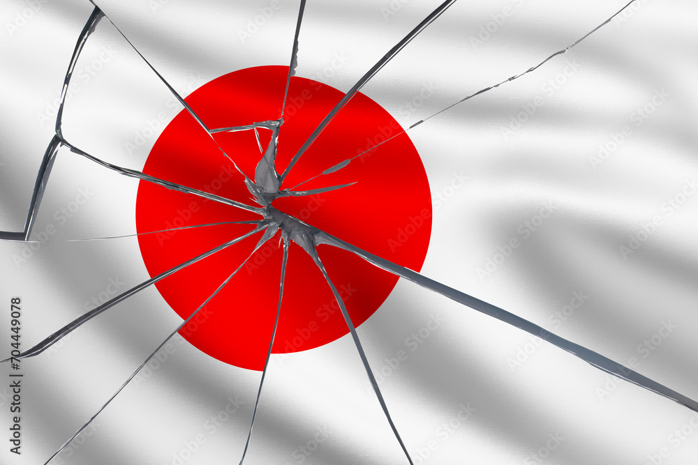 Japan flag with crack. Broken state symbol. Collapsing flag of Japanese ...