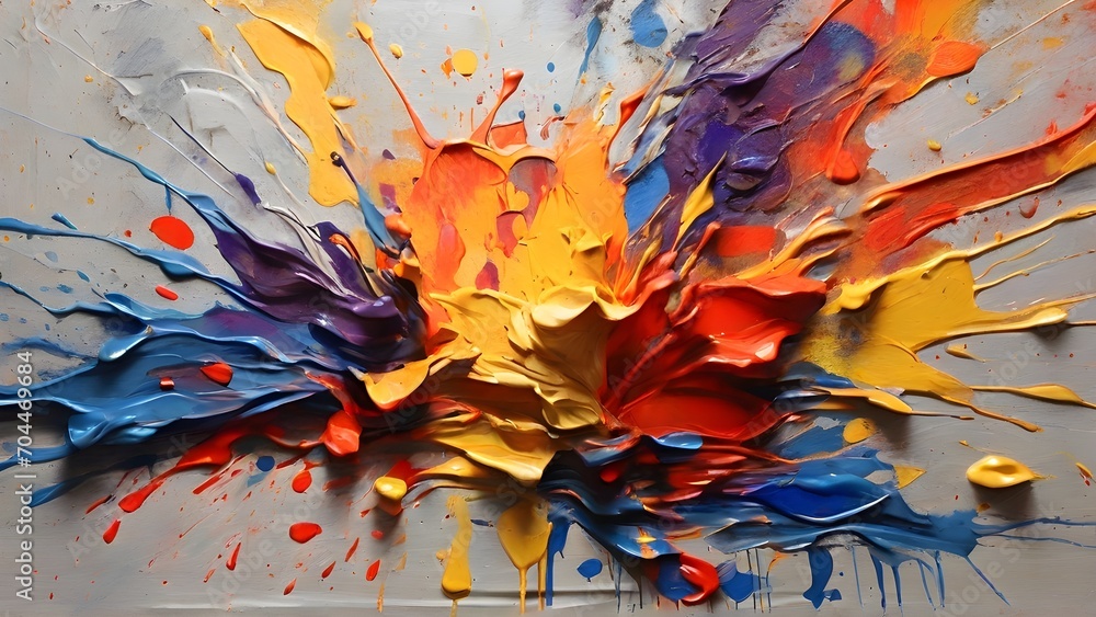 An artistic portrayal of a paint-splattered canvas with a textured ...