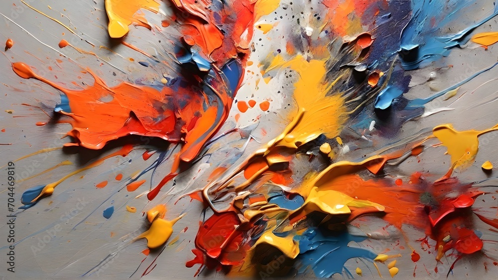 An artistic portrayal of a paint-splattered canvas with a textured ...