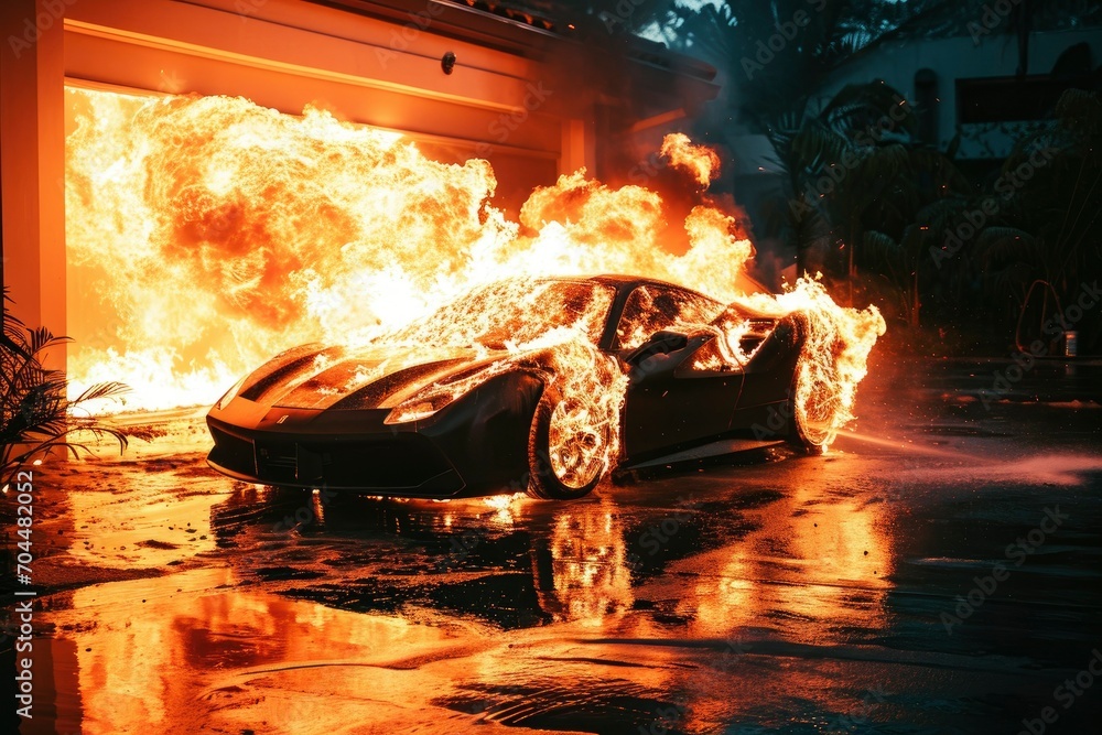 A fire broke out in the garage of a luxury house which burned a luxury ...