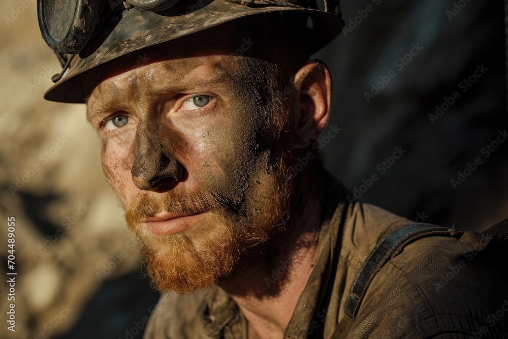 A rugged man with a weathered face and a strong mustache wearing a ...