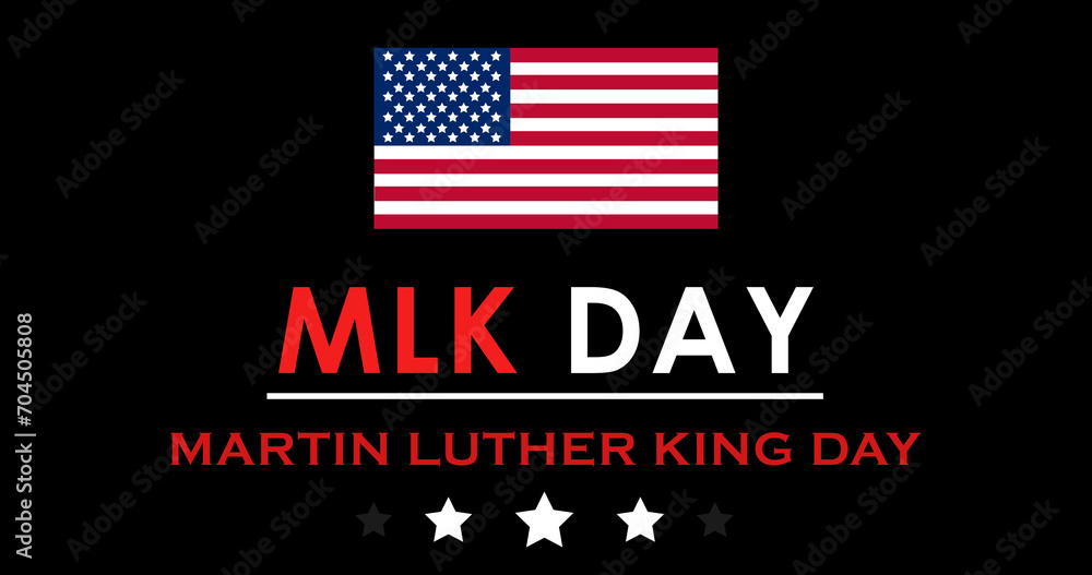 Martin Luther King Jr. Day poster banner with US flag. MLK DAY Civil ...