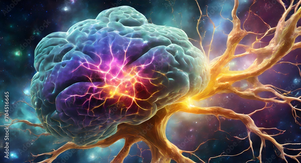 Mashup of a realistic nebula and brain neurons.very colorful Stock ...