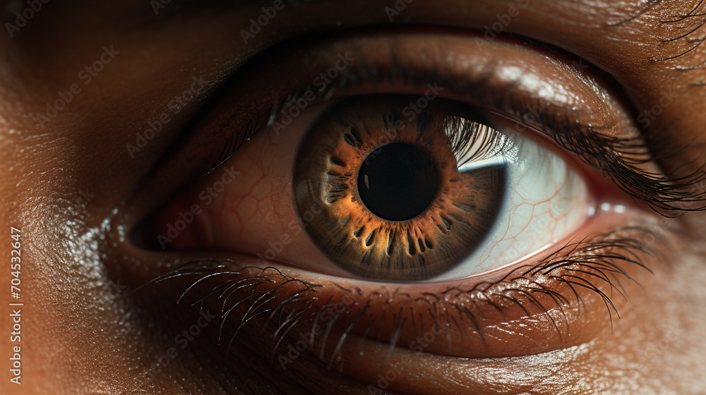 Macro photo of human eye looking up. close up. Health concept ...