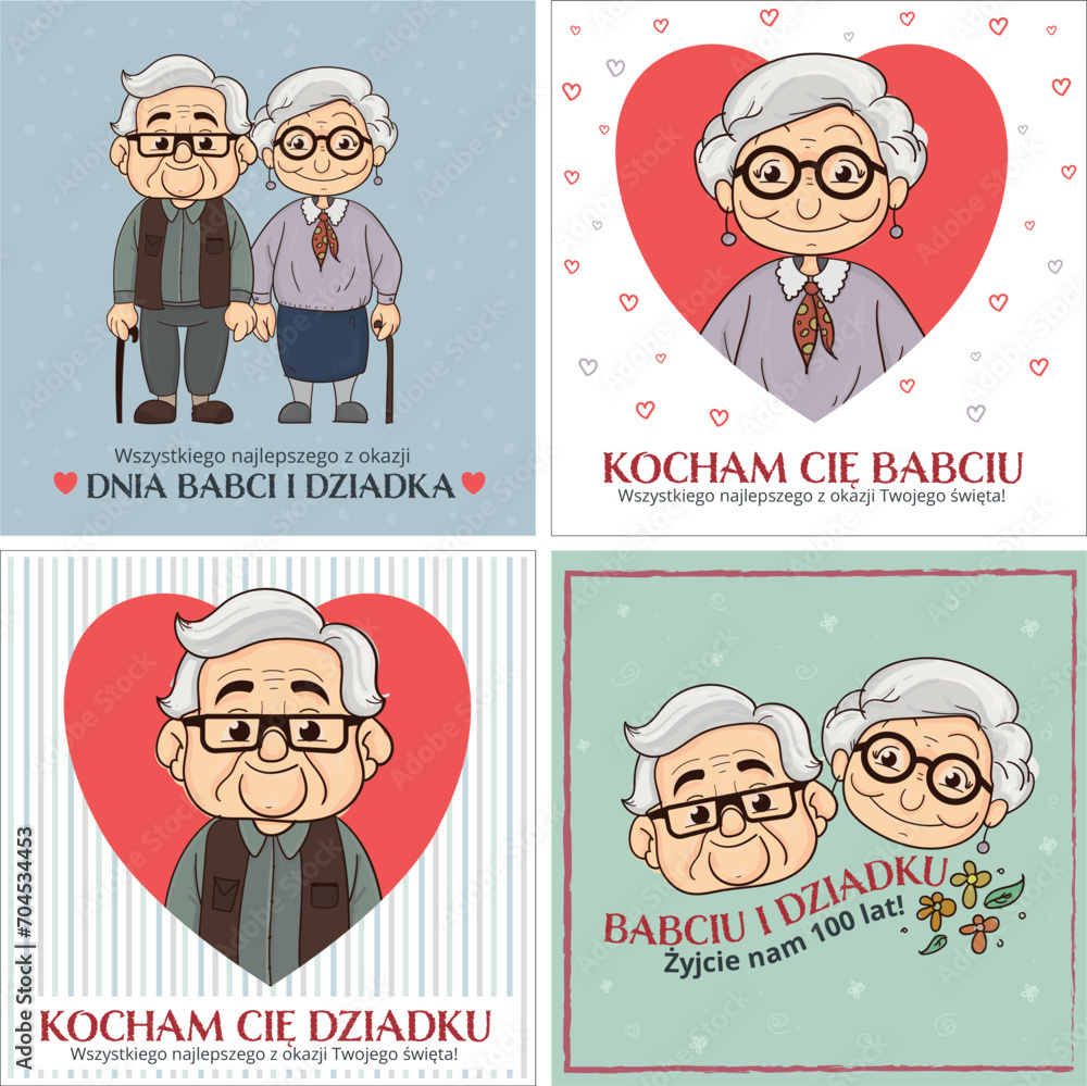 Póster Dzień Babci i Dziadka kartka do druku wektorowa – Cuadro para ...