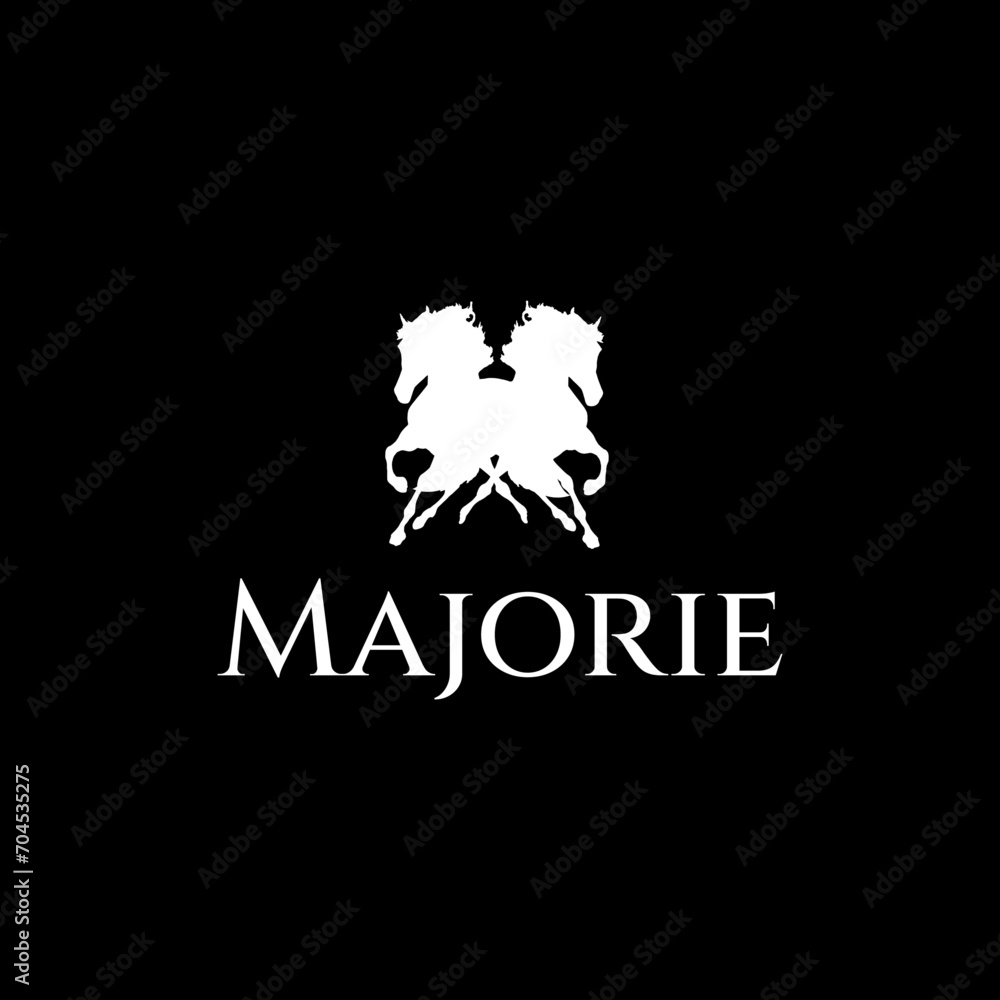 Horse Club Logo Design With Horses Illustration, Racing Farm Logo ...