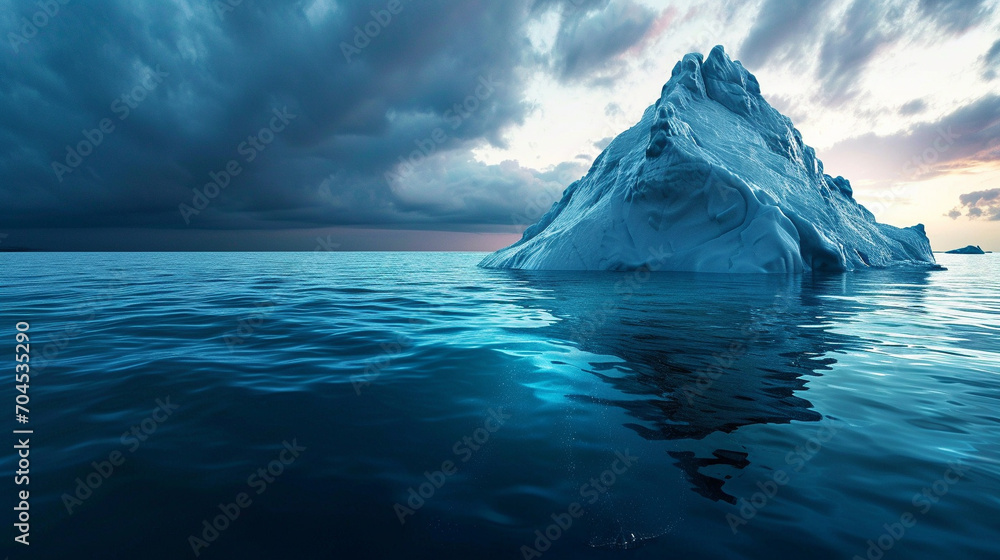 Iceberg with larger chunk underwater symbolizing unseen aspects of ...