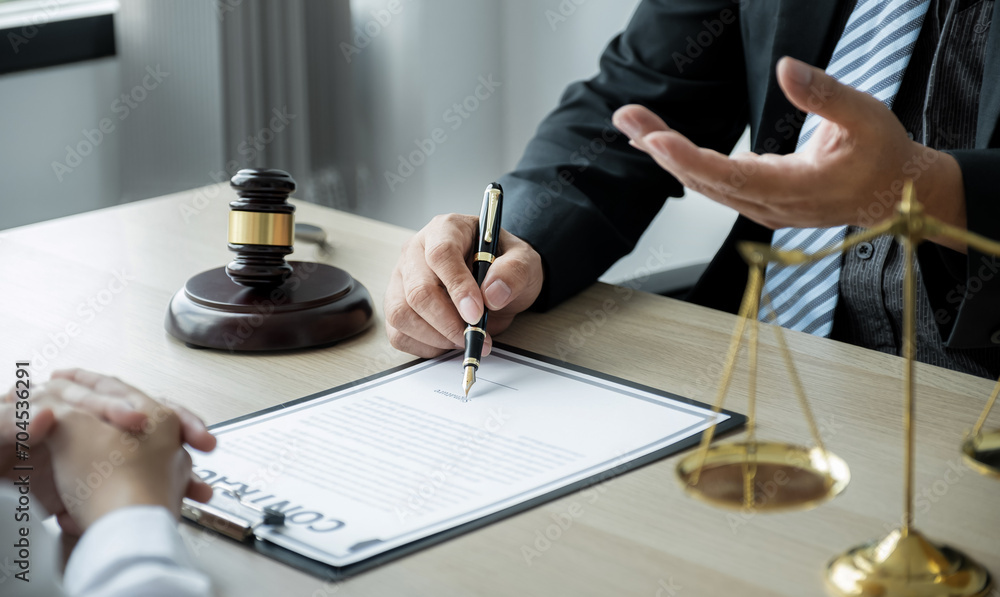 Lawyer hand holding pen and providing legal consult business dispute ...