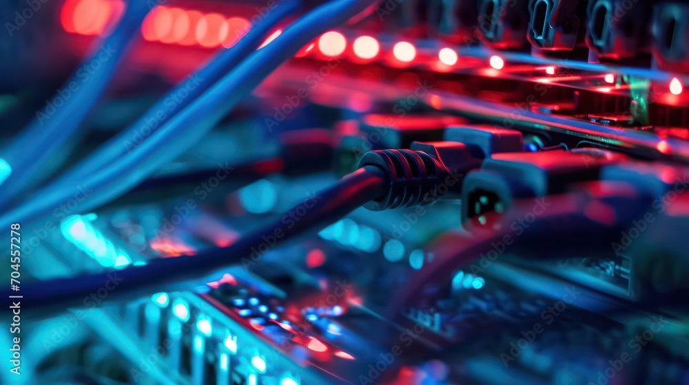 A data center arrangement with Augmented Reality visuals reveals the ...