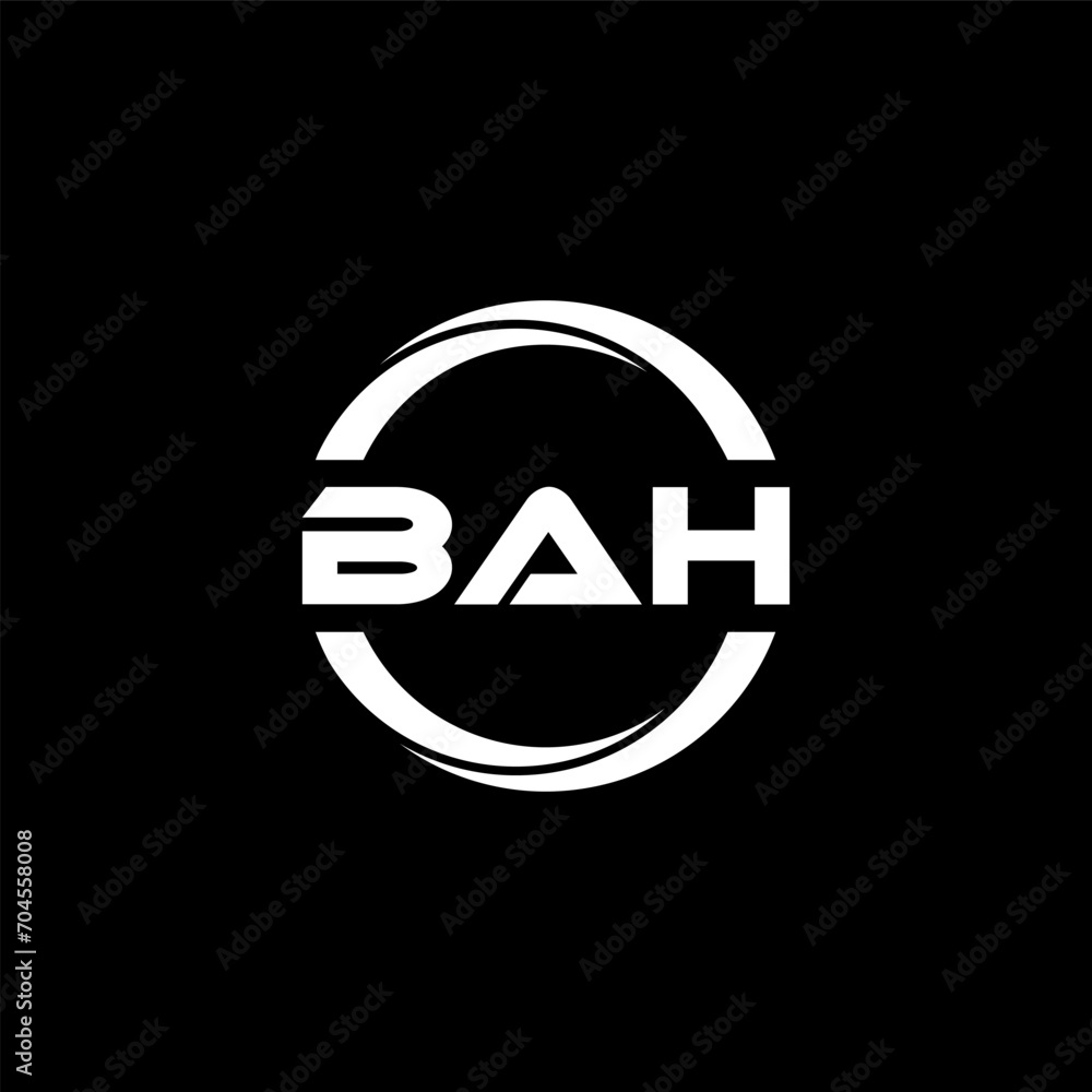 BAH letter logo design with black background in illustrator, cube logo ...
