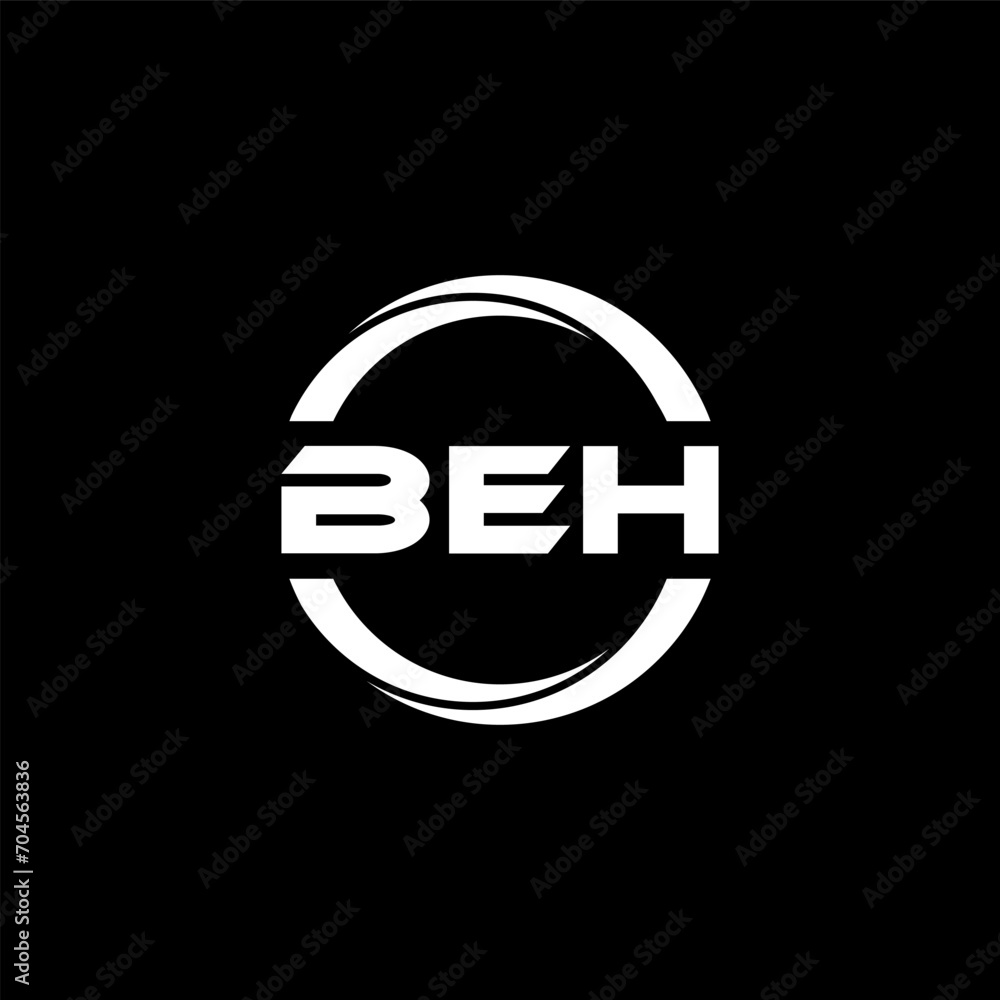BEH letter logo design with black background in illustrator, cube logo ...