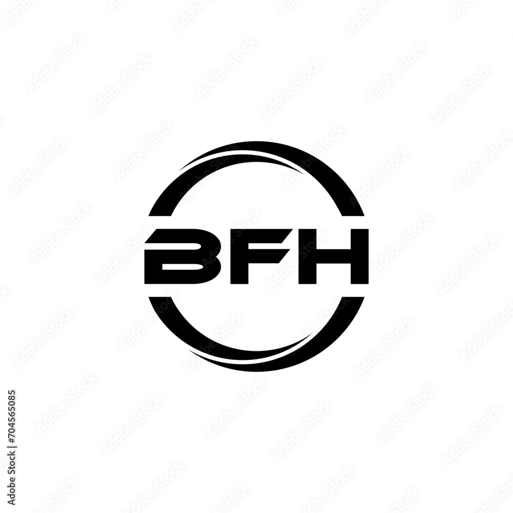 BFH letter logo design with white background in illustrator, cube logo ...