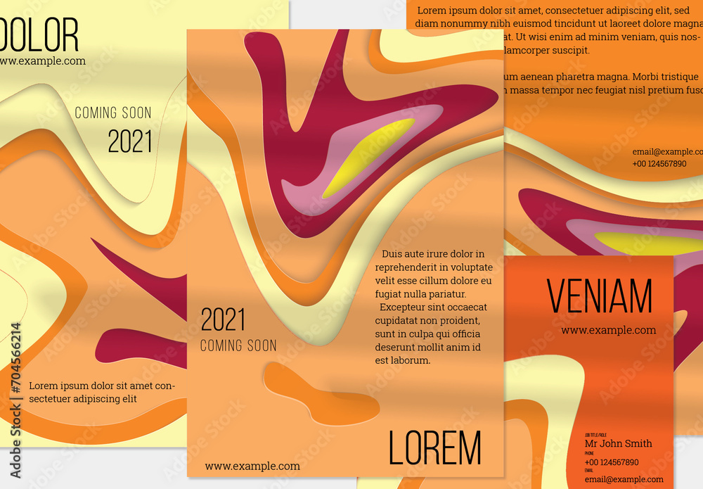 Flyer Layout with Paper Cut Craft Wavy Layered Texture Stock Template ...