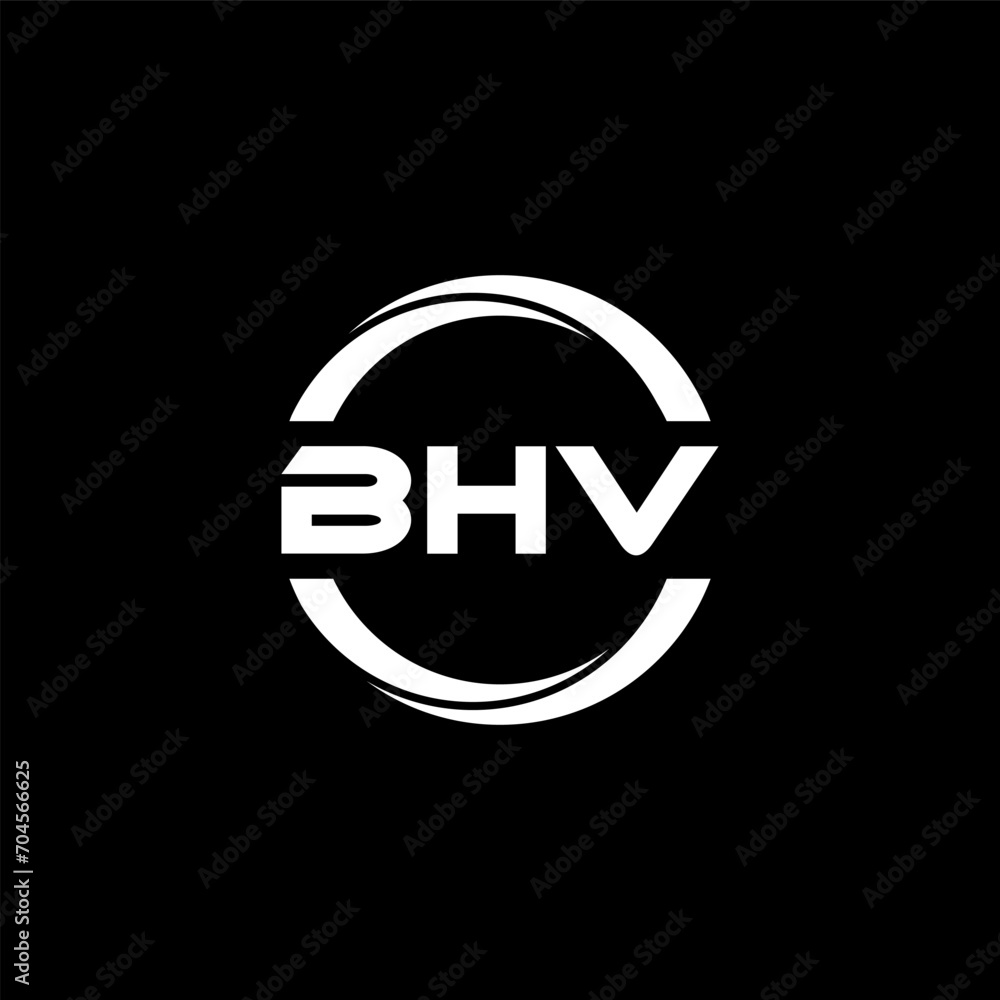 BHV letter logo design with black background in illustrator, cube logo ...