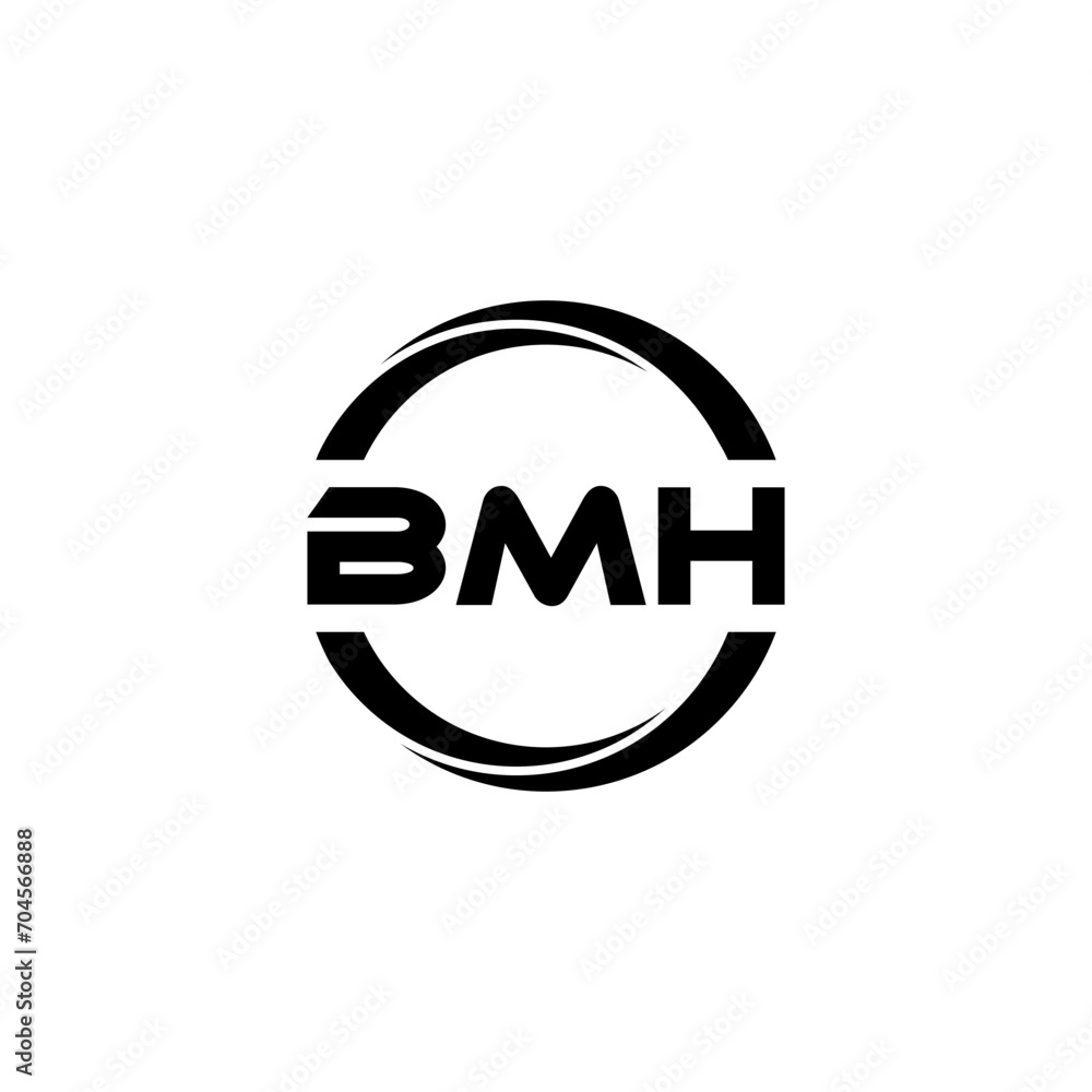 BMH letter logo design with white background in illustrator, cube logo ...