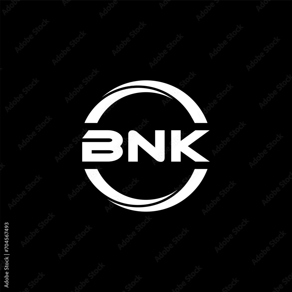 BNK letter logo design with black background in illustrator, cube logo ...