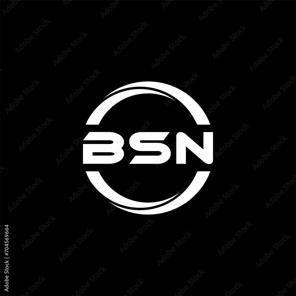 BSN letter logo design with black background in illustrator, cube logo ...