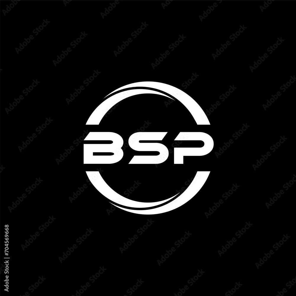 BSP letter logo design with black background in illustrator, cube logo ...
