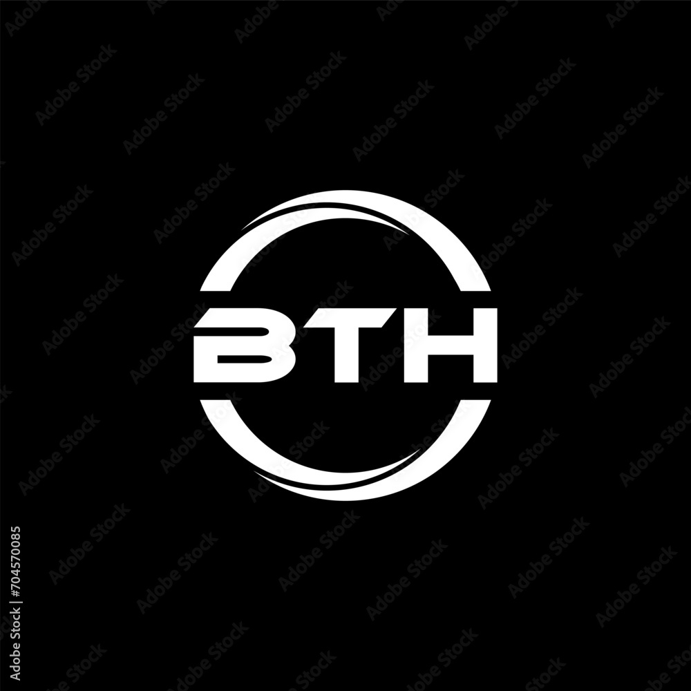 BTH letter logo design with black background in illustrator, cube logo ...