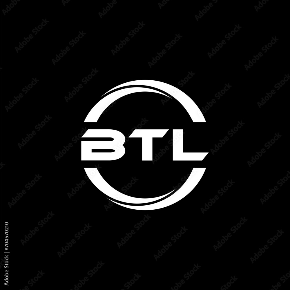 BTL letter logo design with black background in illustrator, cube logo ...