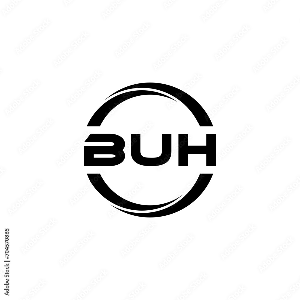 BUH letter logo design with white background in illustrator, cube logo ...