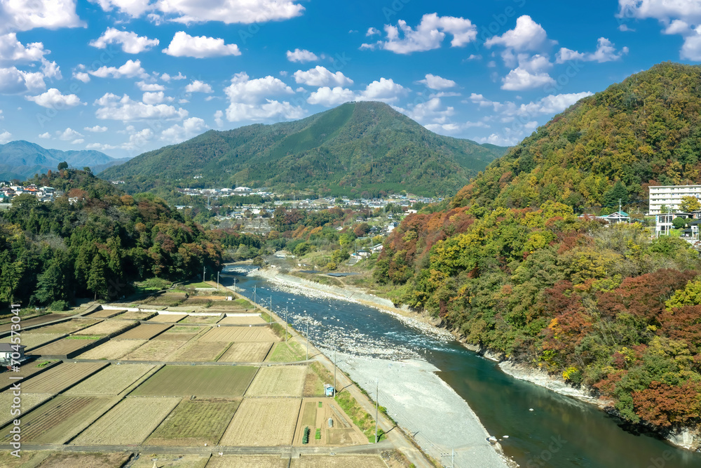 Mountain peaks of Japan. Mountains of Japan from bird eye view. Nature ...
