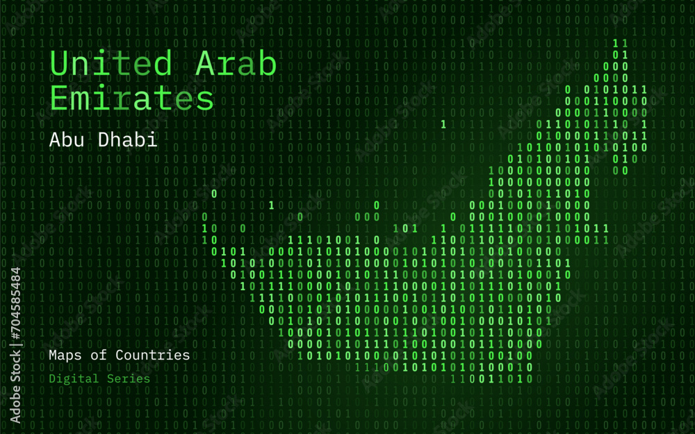 United Arab Emirates Green Map Shown in Binary Code Pattern. TSMC ...