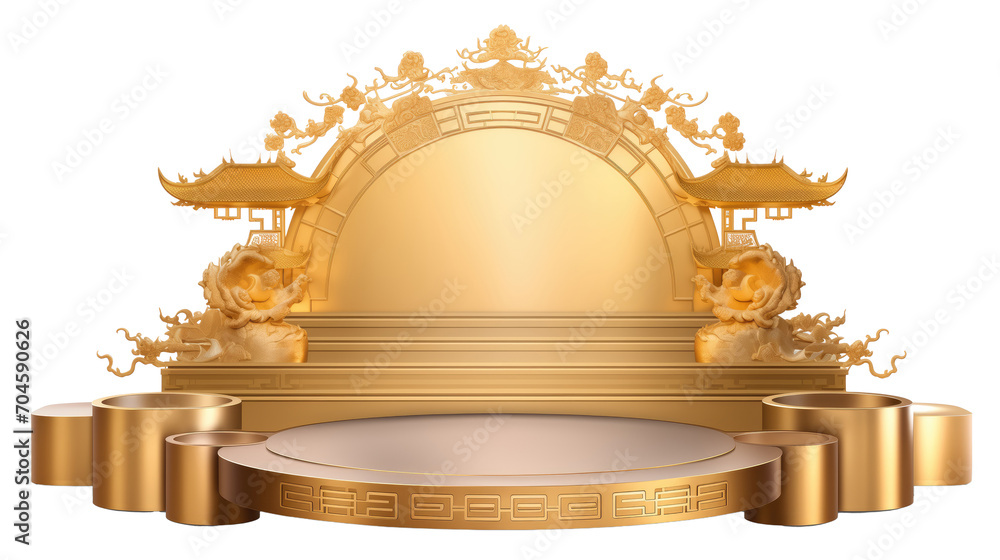 Luxury Golden podium for Chinese new year festival isolated on ...