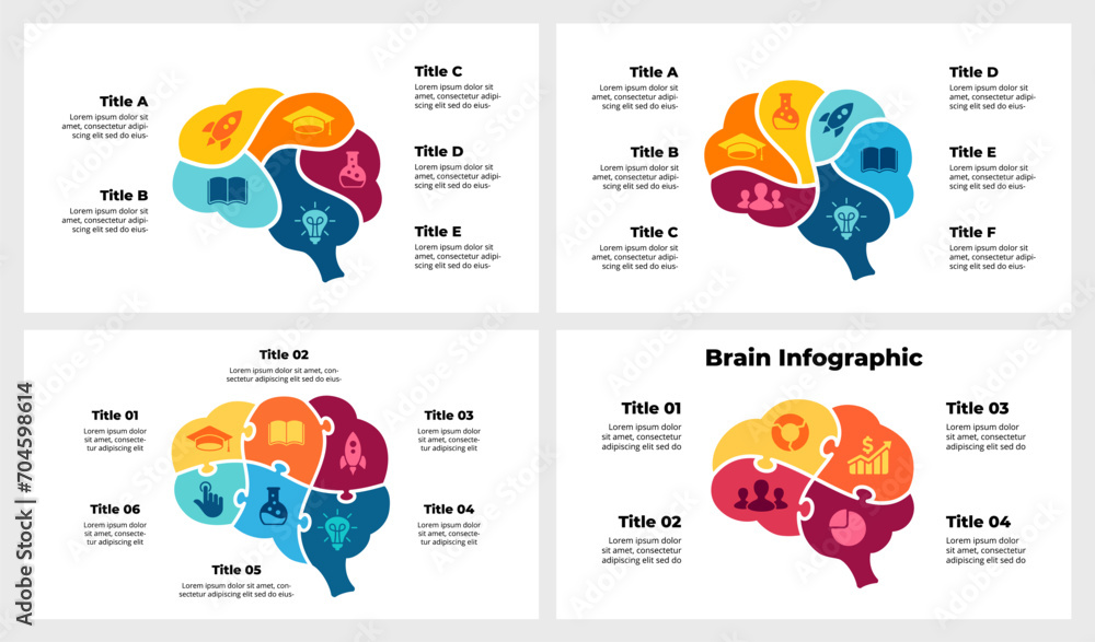 Puzzle Brain Medicine Infographic. Education Creative Thinking ...